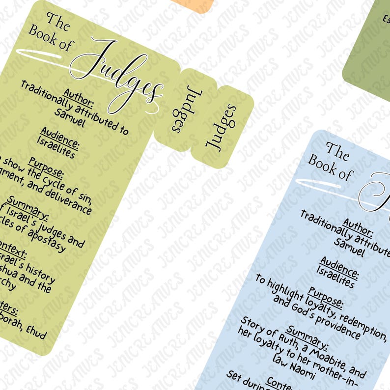 Printable Bible Chapter Summary Bookmark With Tabs | 66 Books of the ...