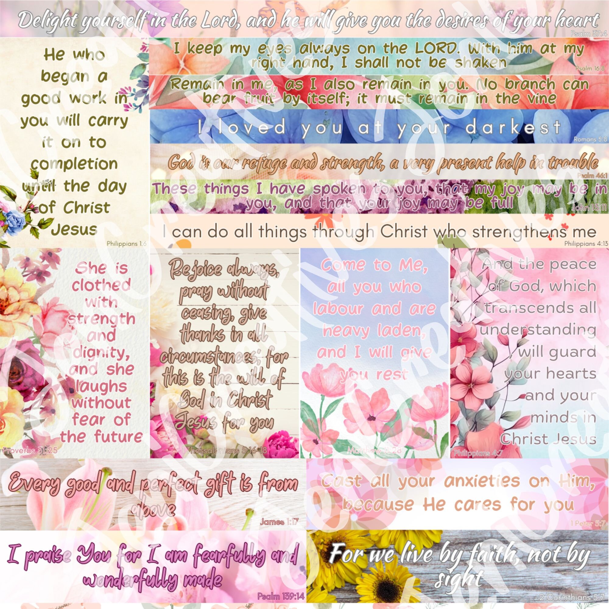 Colorful Floral Bible Stickers Bundle: Washi Tape, Scripture Stickers ...