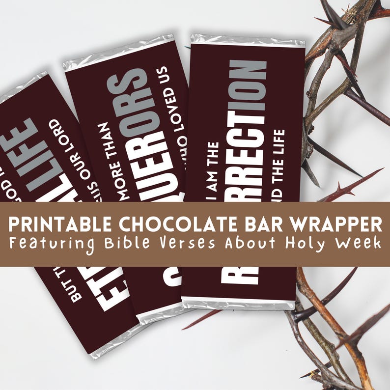 Printable Chocolate Bar Wrapper With Bible Verses | Easter Candy Bar ...