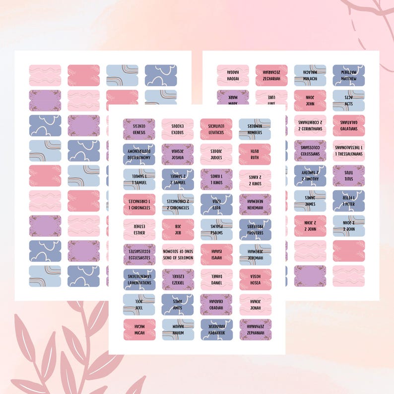 Printable Aesthetic Bible Tabs | Bible Journaling | 66 Books of the ...