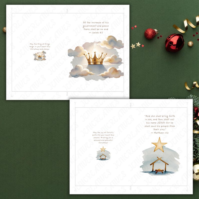 10 Printable Merry Christmas Card, Bible Verse Christian Card, Nativity ...