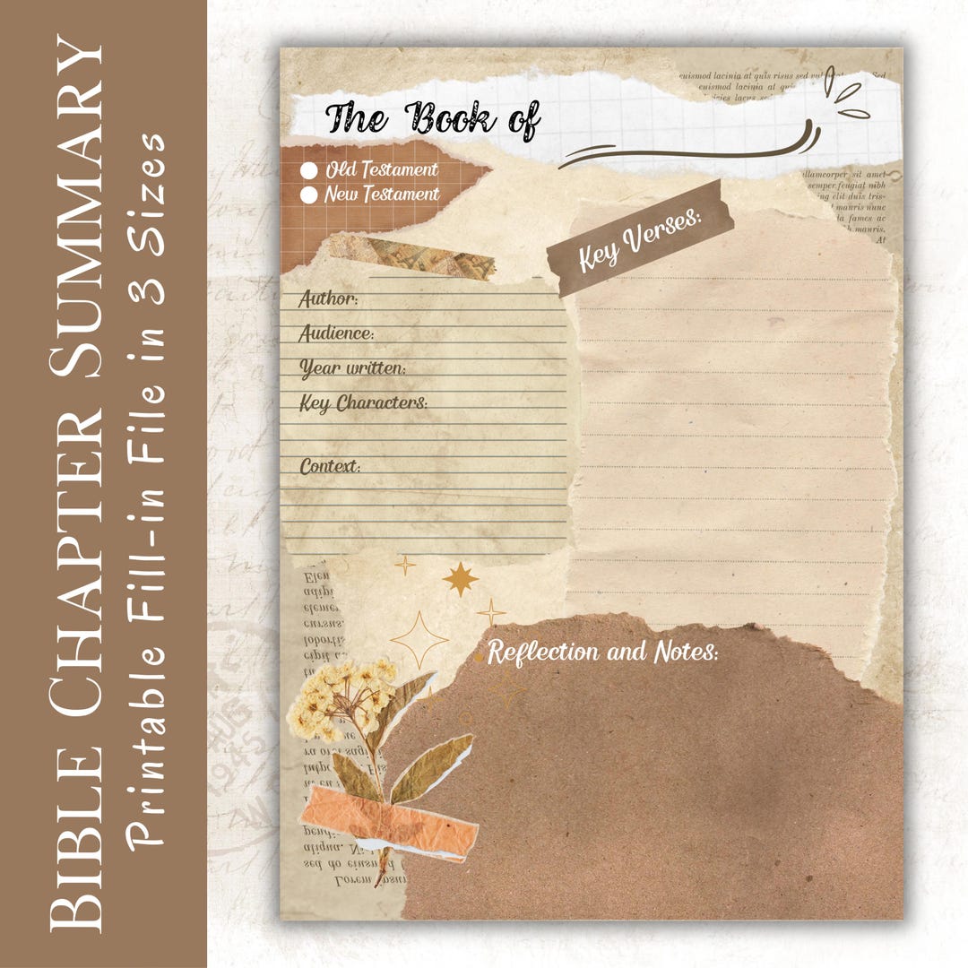Printable Bible Chapter Summary Fill-in Yourself | Vintage Junk Journal ...