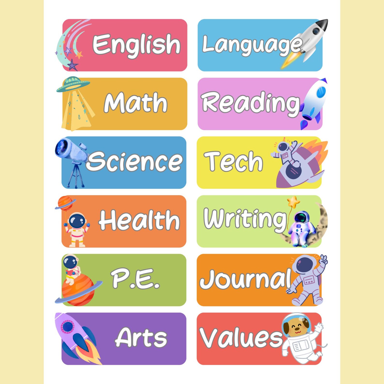 Personalized School Labels and Stickers | Name Labels | Subject Labels ...