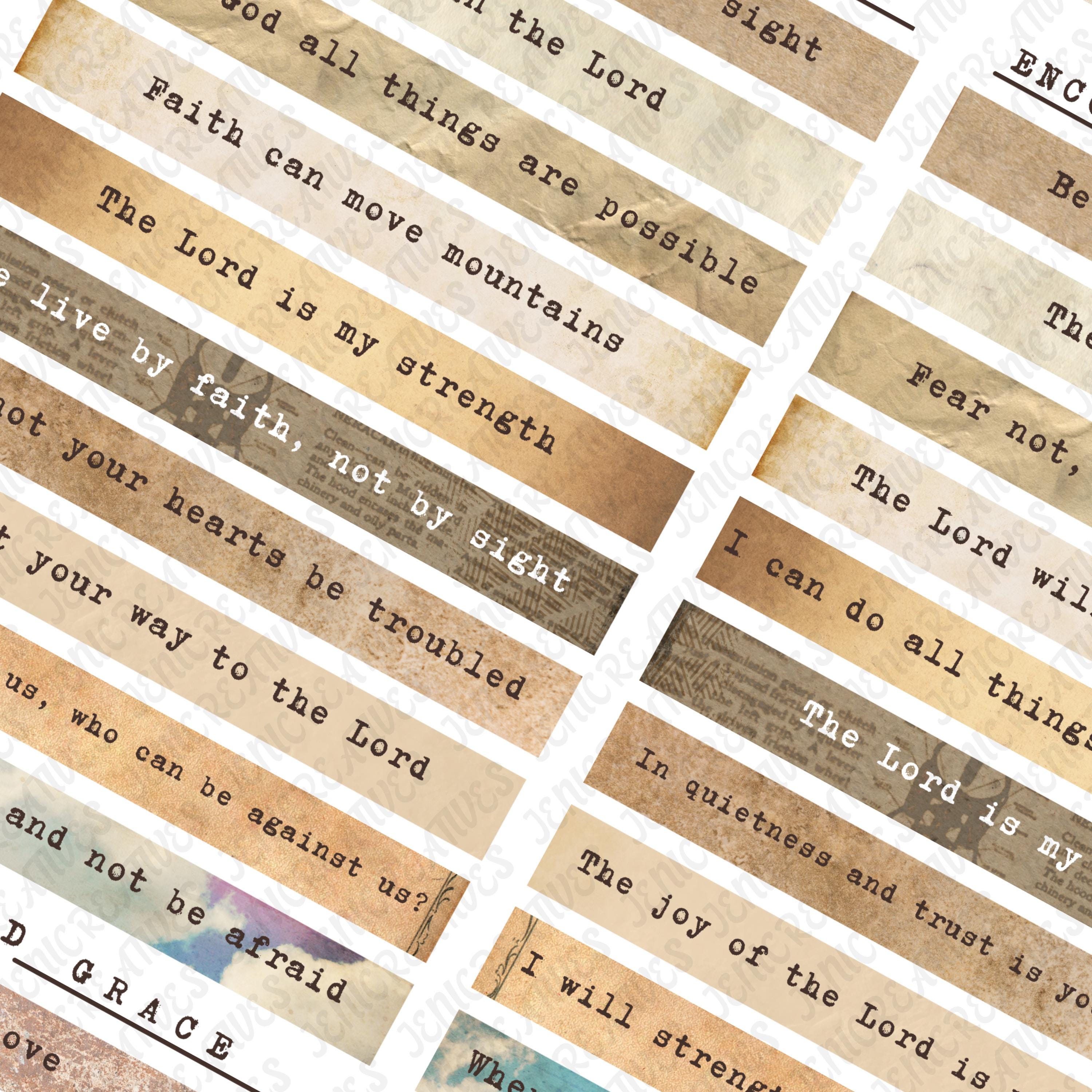 Printable Vintage Bible Verse Washi Tape | 100 Encouraging Bible Verses ...
