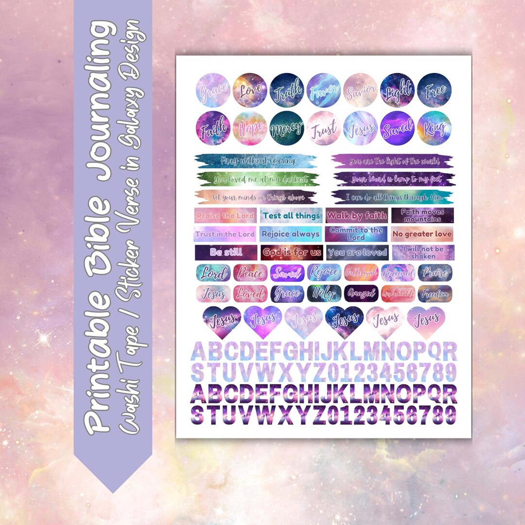 Printable Bible Strips in Galaxy Design Verse Margins Spiritual ...