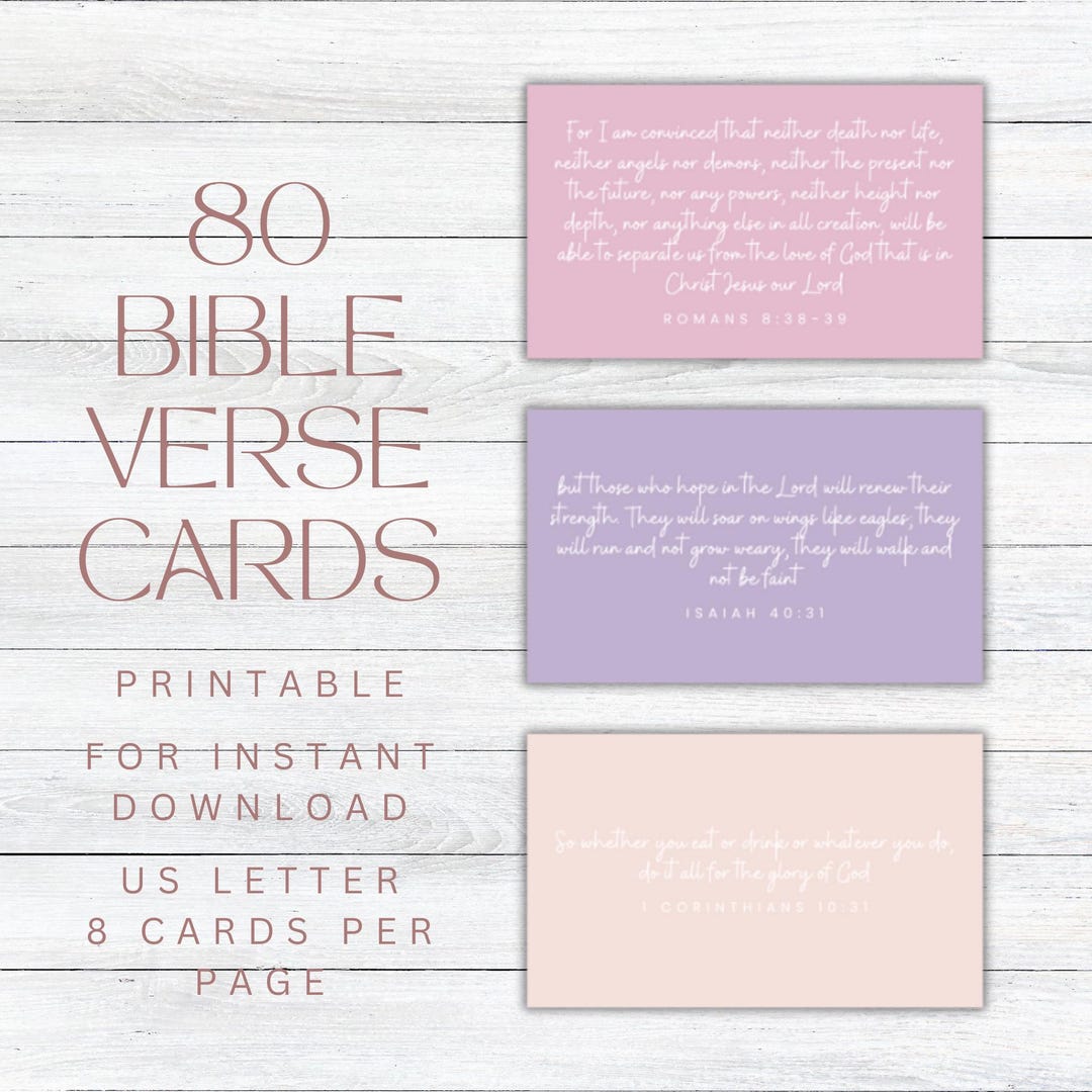 80 Bible Verse Cards Pastel Memory Verse Christian Journaling Mini ...