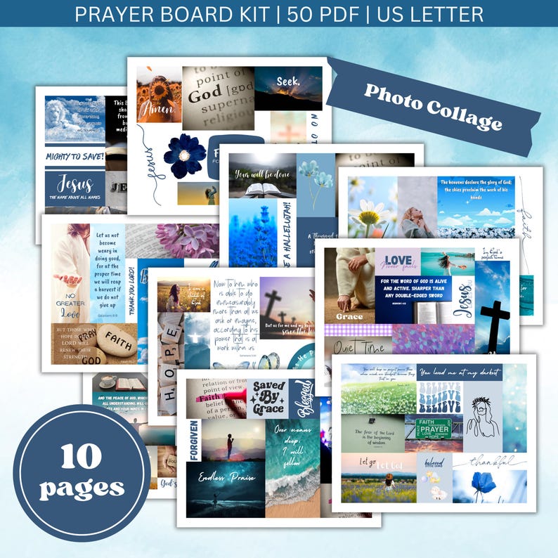 Printable Blue Sky Prayer Board Kit: Christian Photo Wall Collage - Etsy