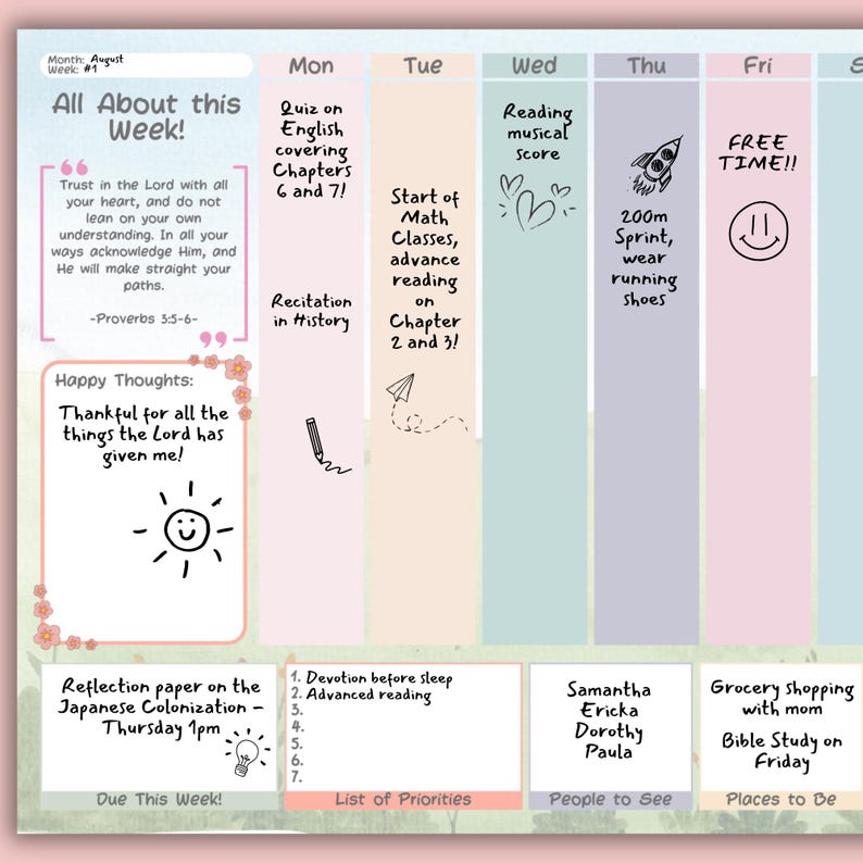 Bible Verses Weekly Planner | Printable | Colorful Pastel | Verse of ...