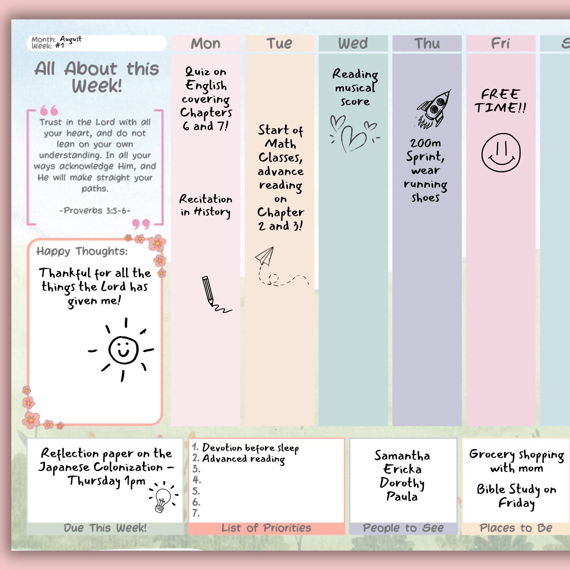 Bible Verses Weekly Planner | Printable | Colorful Pastel | Verse of ...