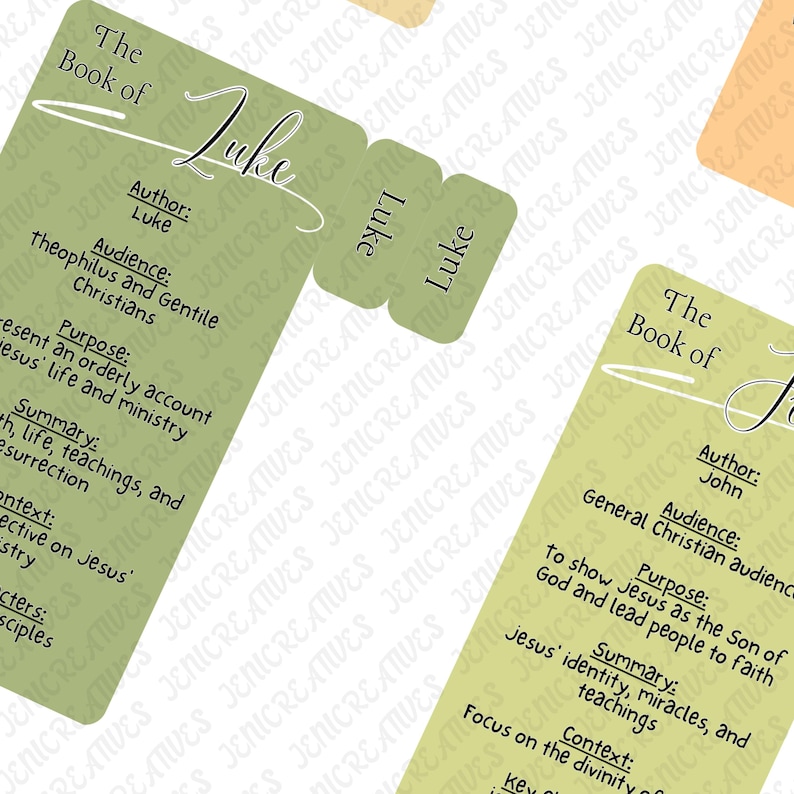Printable Bible Chapter Summary Bookmark With Tabs | 66 Books of the ...