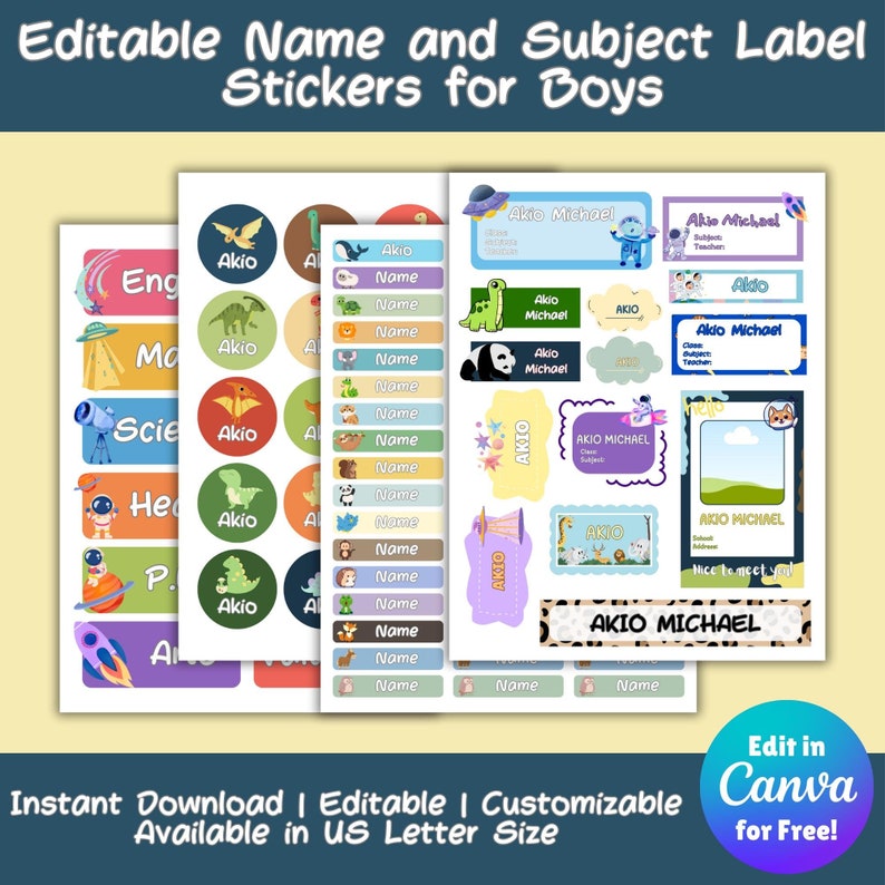 Personalized School Labels and Stickers | Name Labels | Subject Labels ...