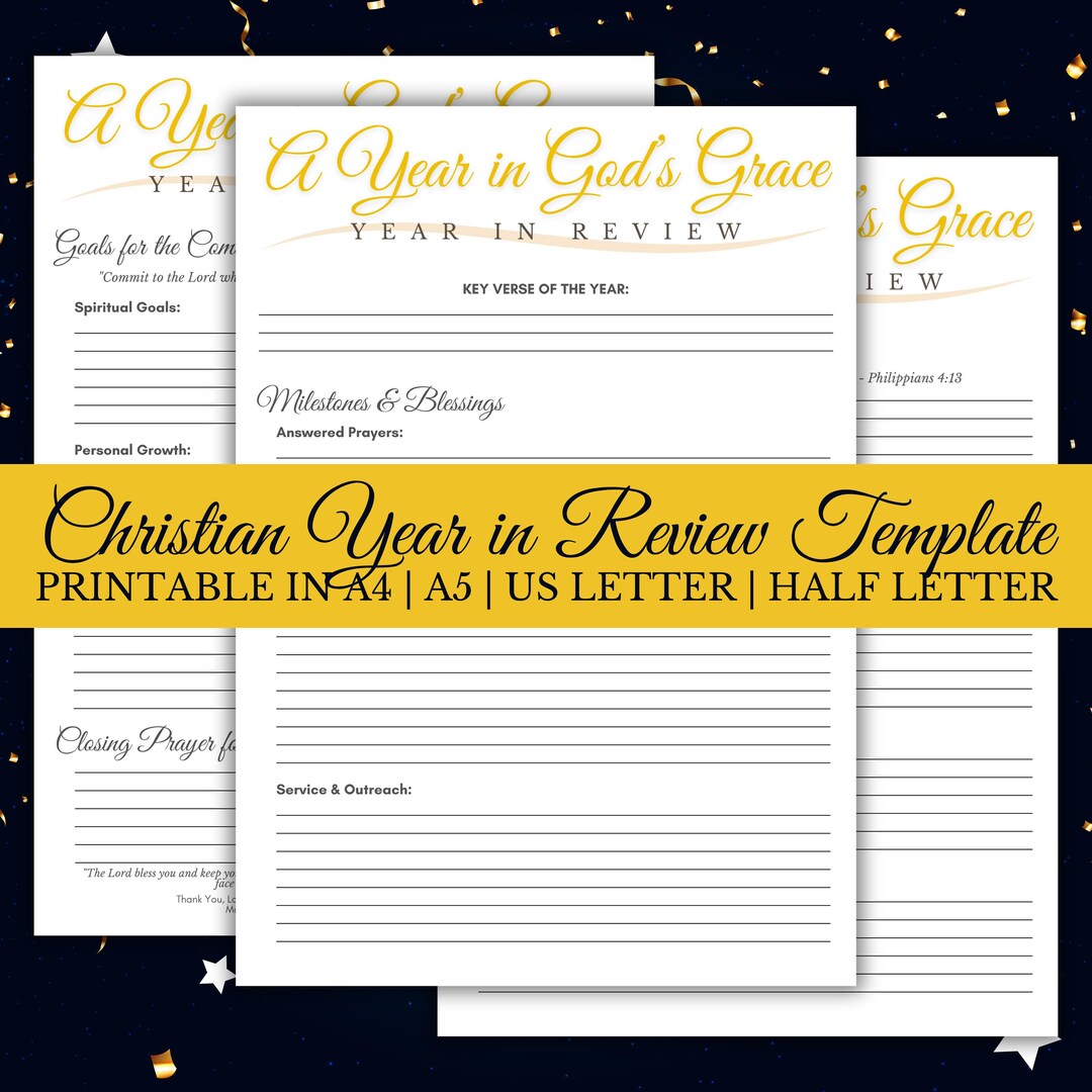 Printable Christian Year in Review Template | New Year's Reflection ...