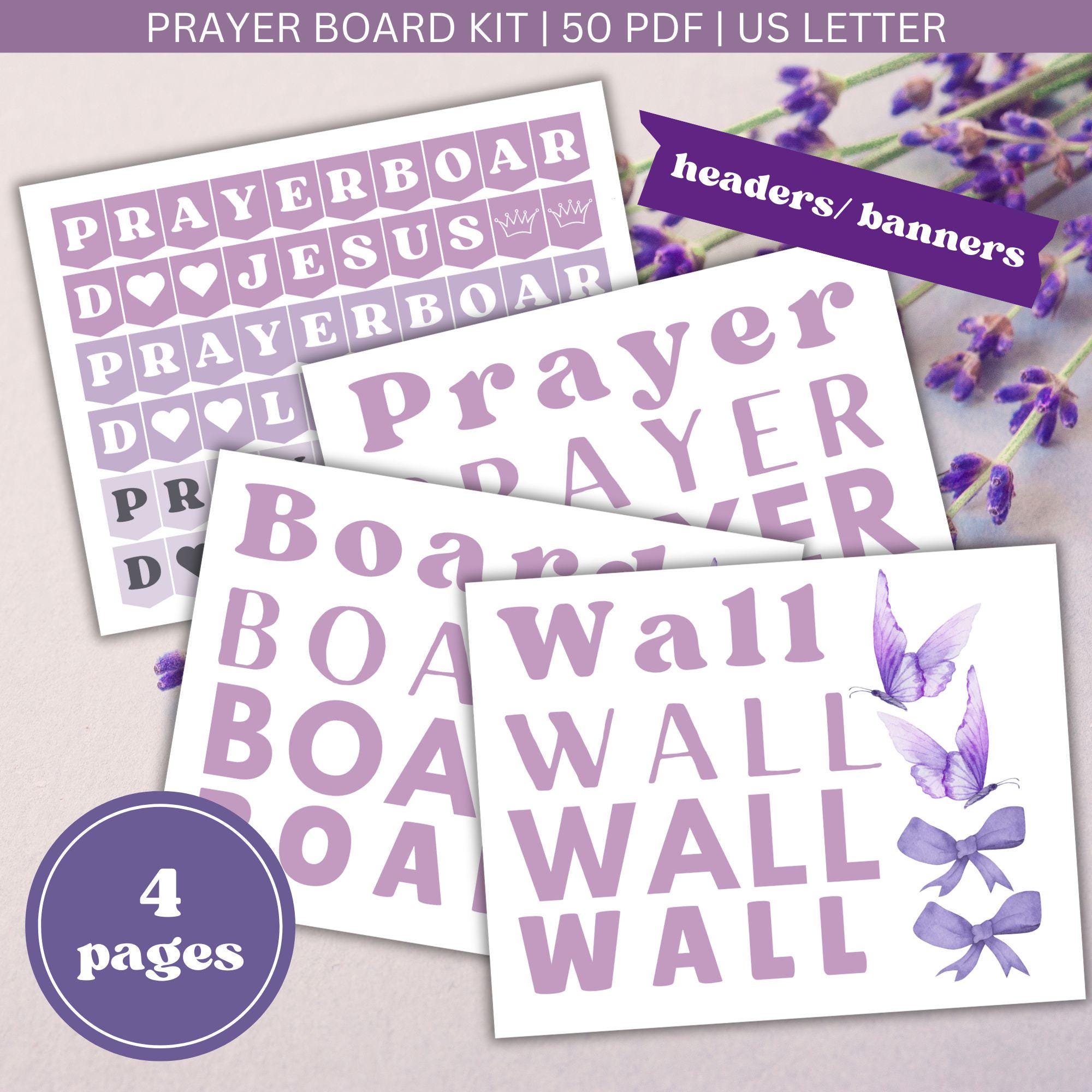 Printable Purple Lavender Prayer Board Kit: Christian Photo Wall ...