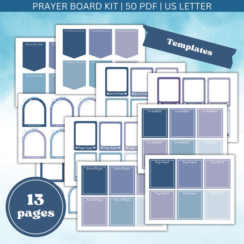 Printable Blue Sky Prayer Board Kit: Christian Photo Wall Collage - Etsy