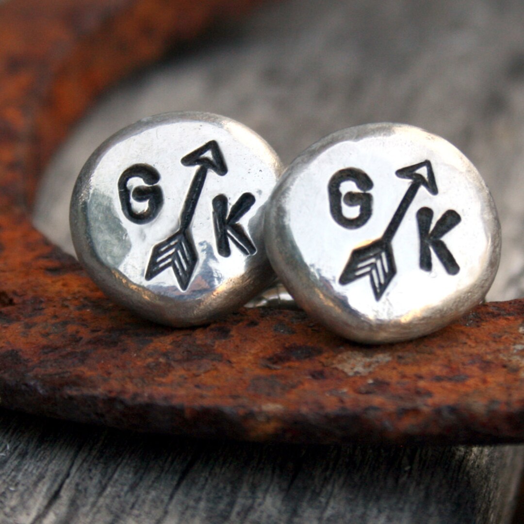 Custom Cufflinks Personalized Cufflinks Arrow & Initials - Etsy
