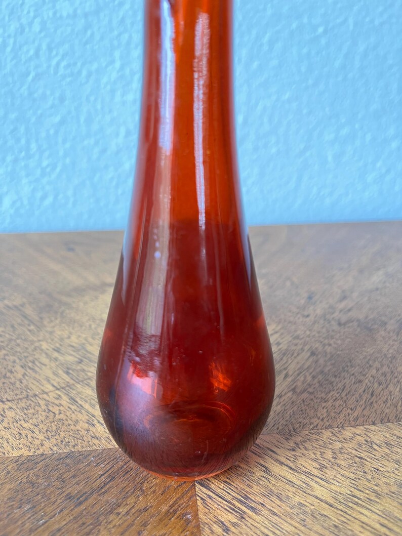 Vintage Red Orange Glass Vase - Etsy