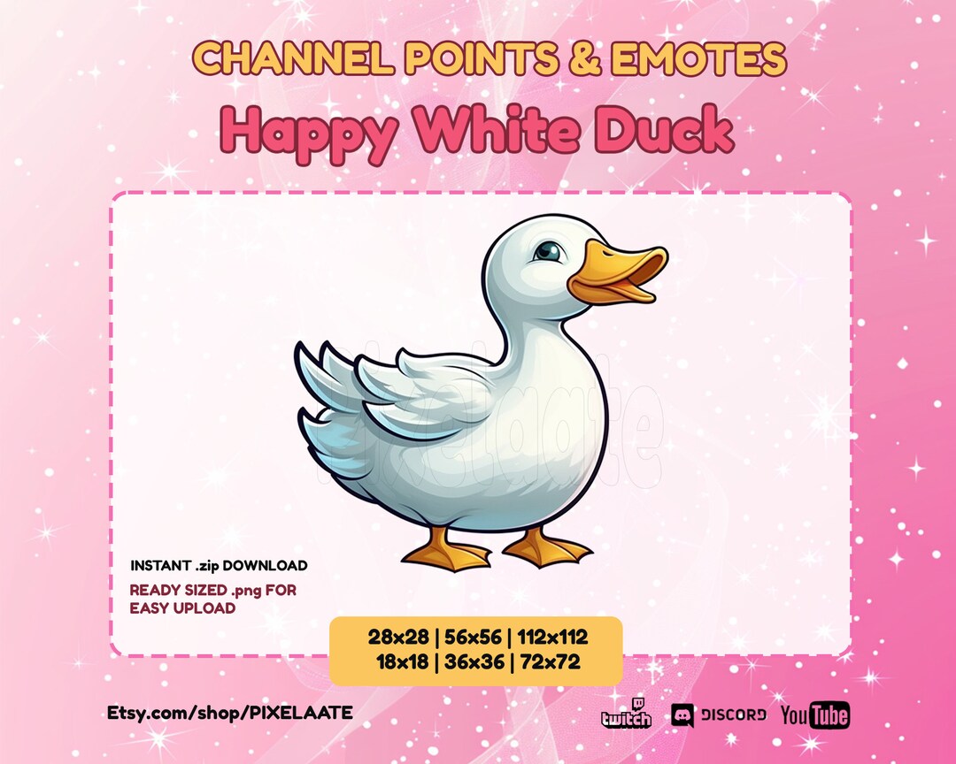 Cute Happy White Duck Channel Point White Duck Emote Kawaii Duck ...
