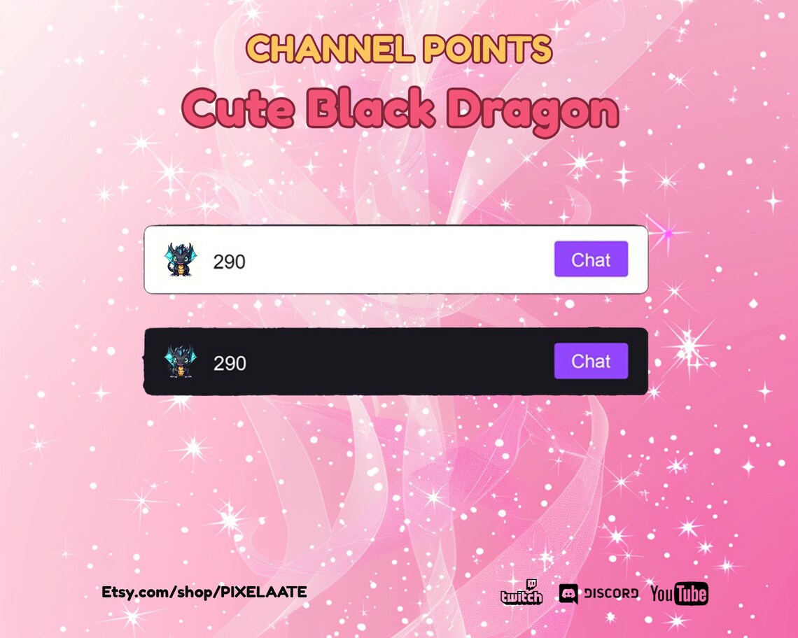 Cute Black Dragon Channel Point | Dragon Emote | Kawaii Emojis Channel ...