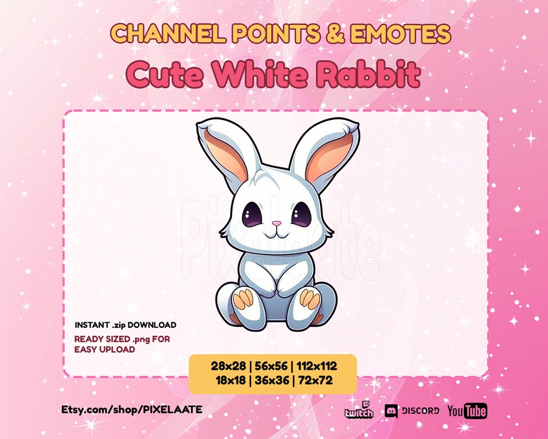 Cute White Rabbit Channel Point Twitch Emote Twitch Channel Point ...