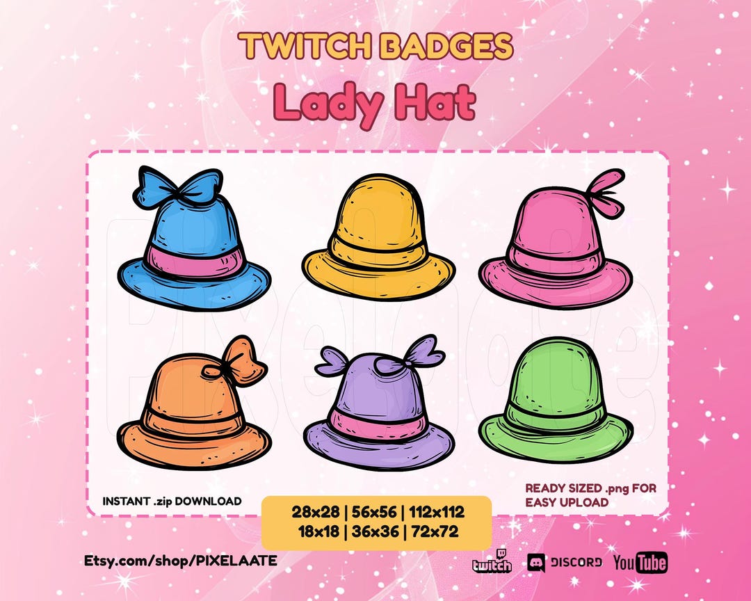 Lady Hats Sub Badges Twitch Twitch Sub Emotes Twitch Bit Badges Sub ...