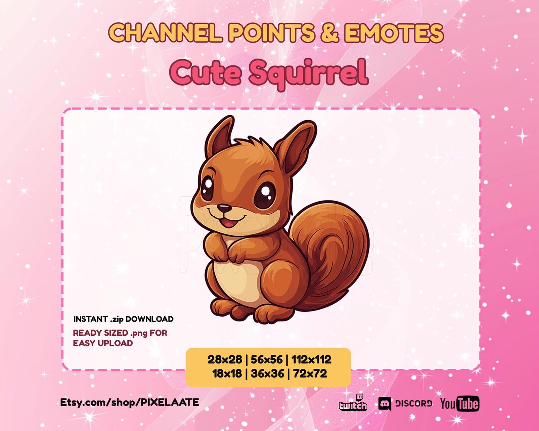 Cute Squirrel Channel Point Squirrel Emote Kawaii Squirrel Channel ...