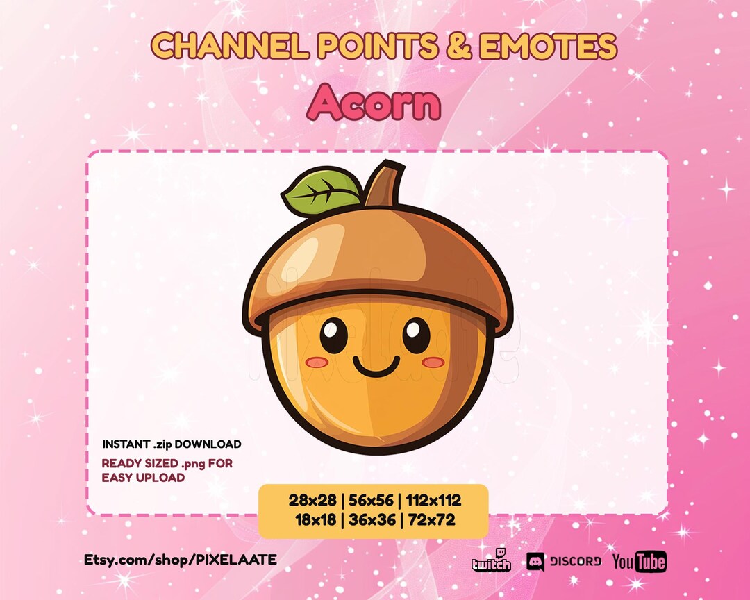 Cute Autumn Acorn Channel Point Acorn Emote Kawaii Acorn Channel Points ...