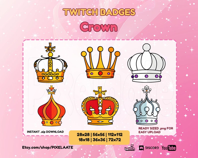 Crown Sub Badges Twitch Twitch Sub Emotes Twitch Bit Badges Sub Badge ...