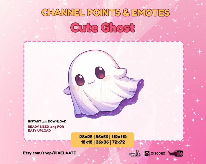Cute Ghost Channel Point | Ghost Emote | Kawaii Ghost Channel Points ...