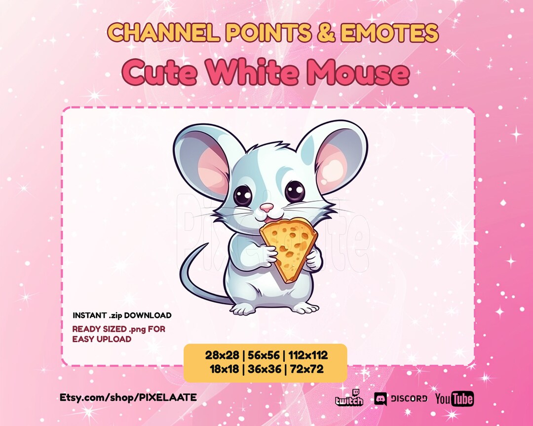 Cute White Mouse Channel Point | White Mouse Emote | Kawaii Mice ...