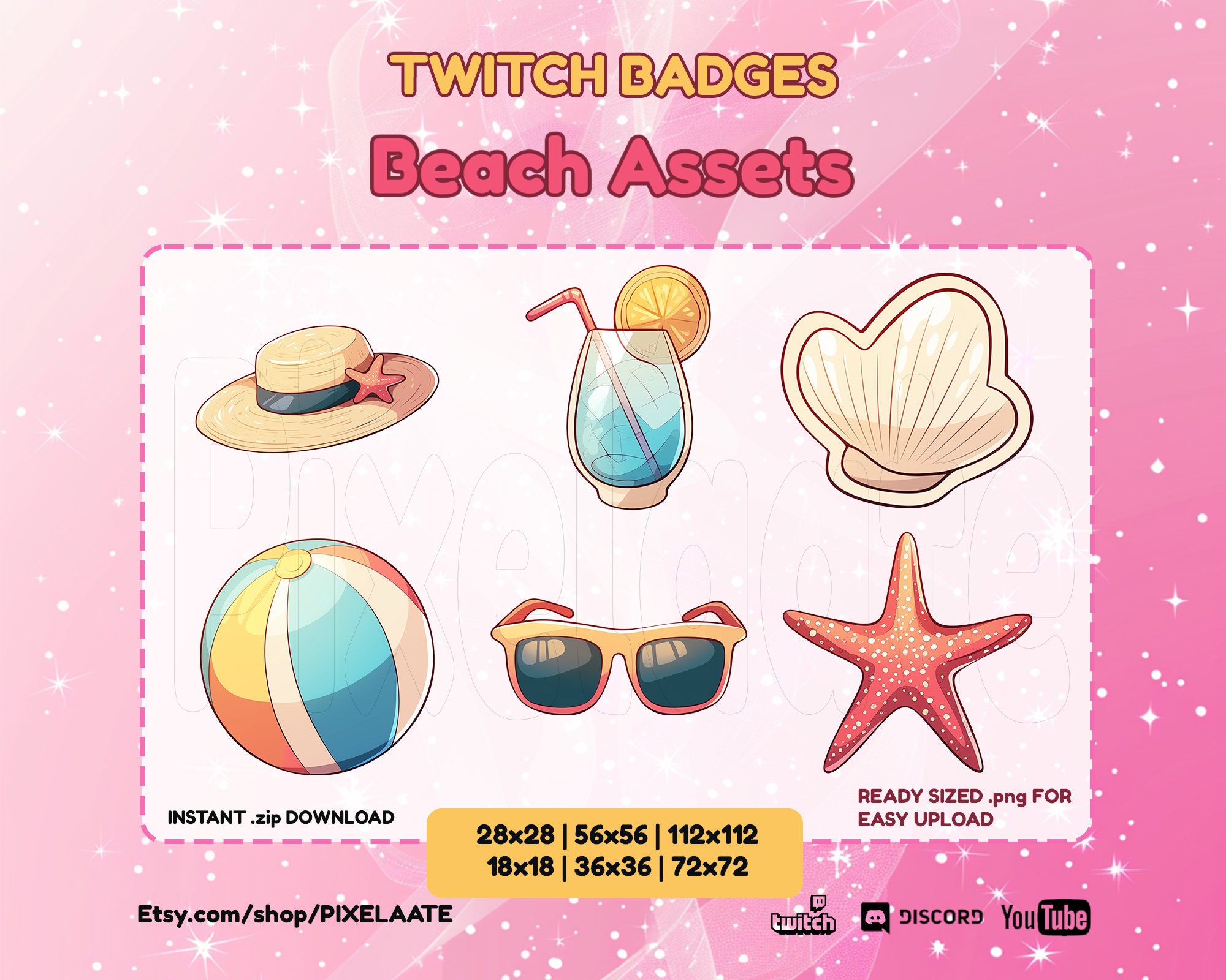 Beach Assets Sub Badges Twitch Twitch Sub Emotes Twitch Bit Badges Sub ...