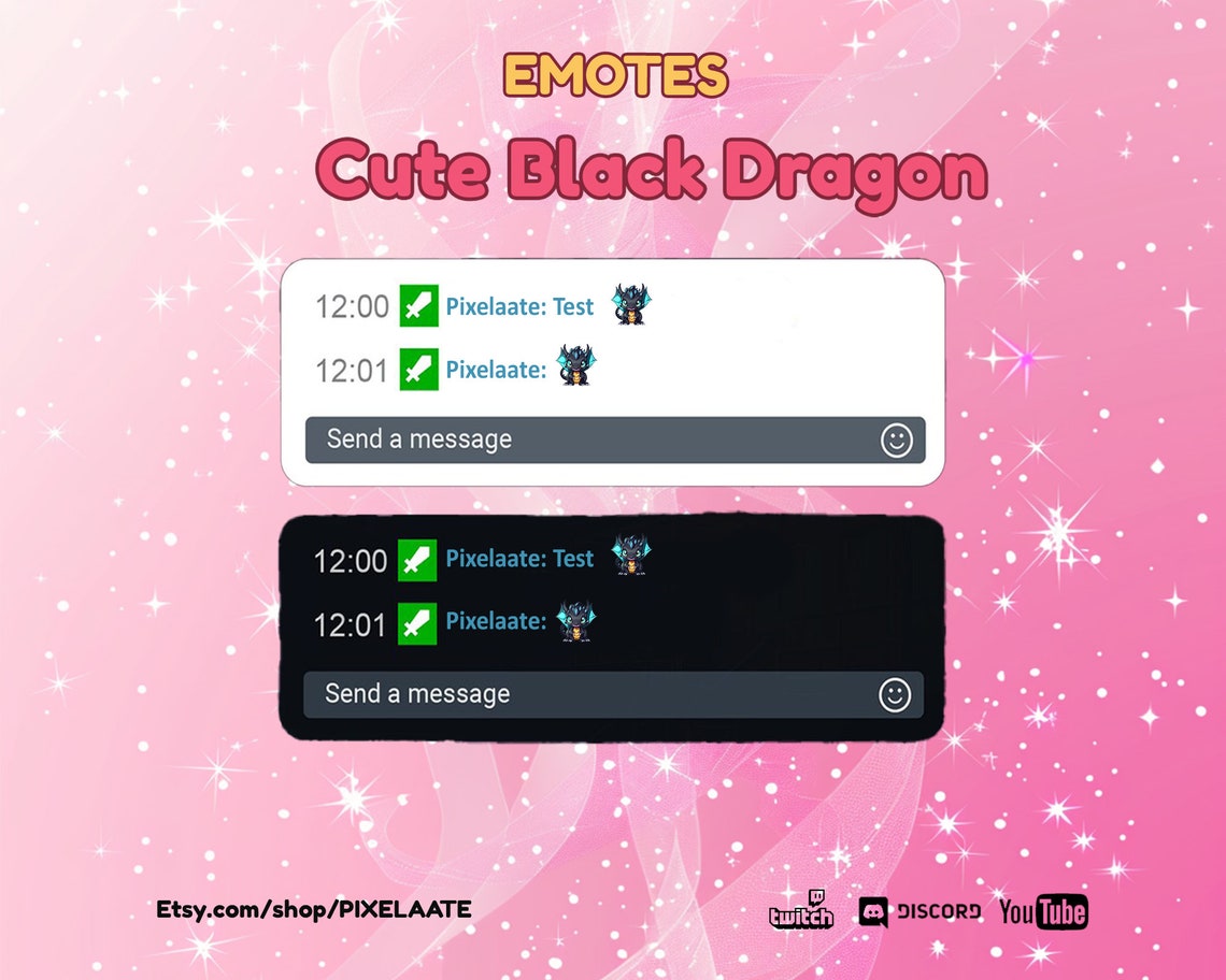 Cute Black Dragon Channel Point | Dragon Emote | Kawaii Emojis Channel ...