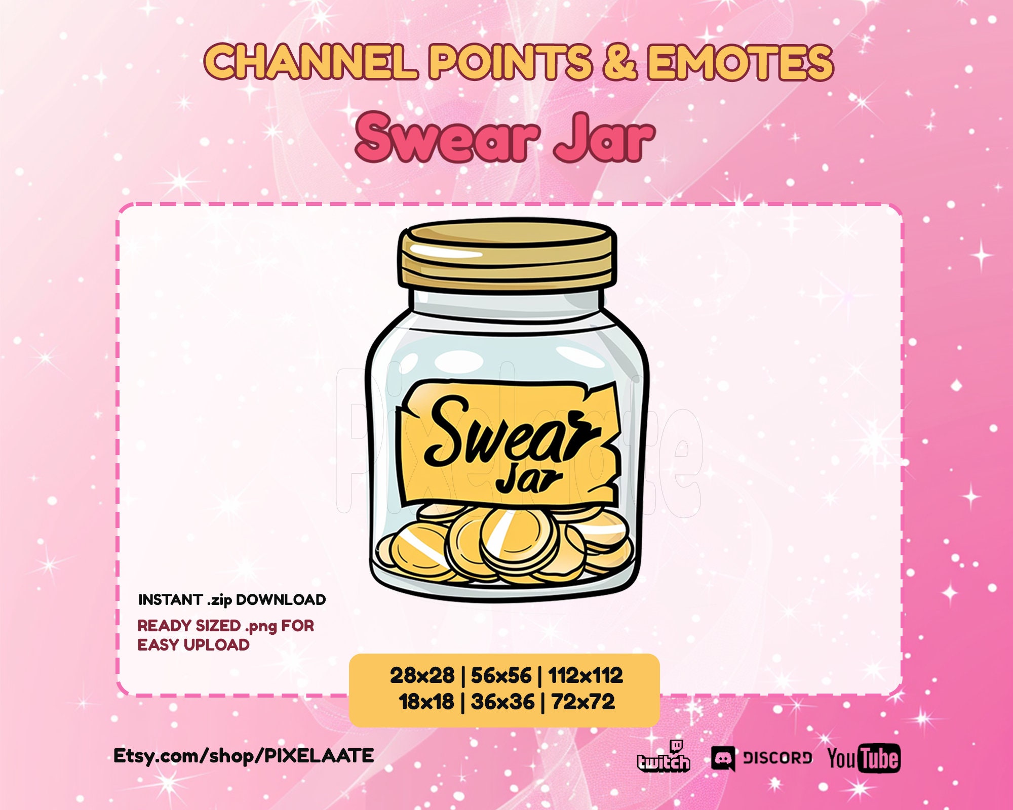 Cute Swear Jar Channel Point Swear Jar Emote Adorable Kawaii Emojis ...