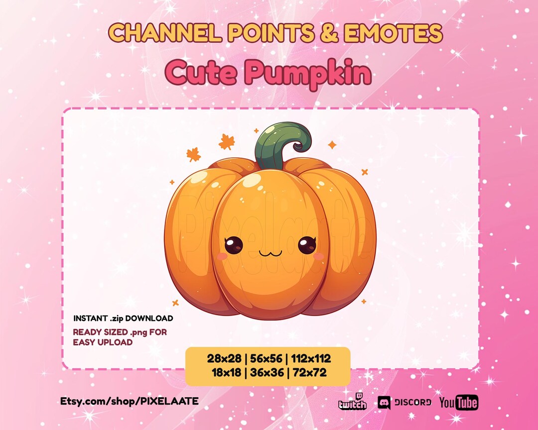 Cute Pumpkin Channel Point | Pumpkin Emote | Kawaii Pumpkin Channel ...