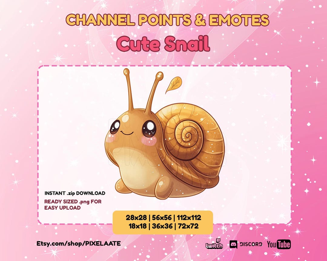 Cute Snail Channel Point Snail Emote Kawaii Snail Channel Points Cute ...
