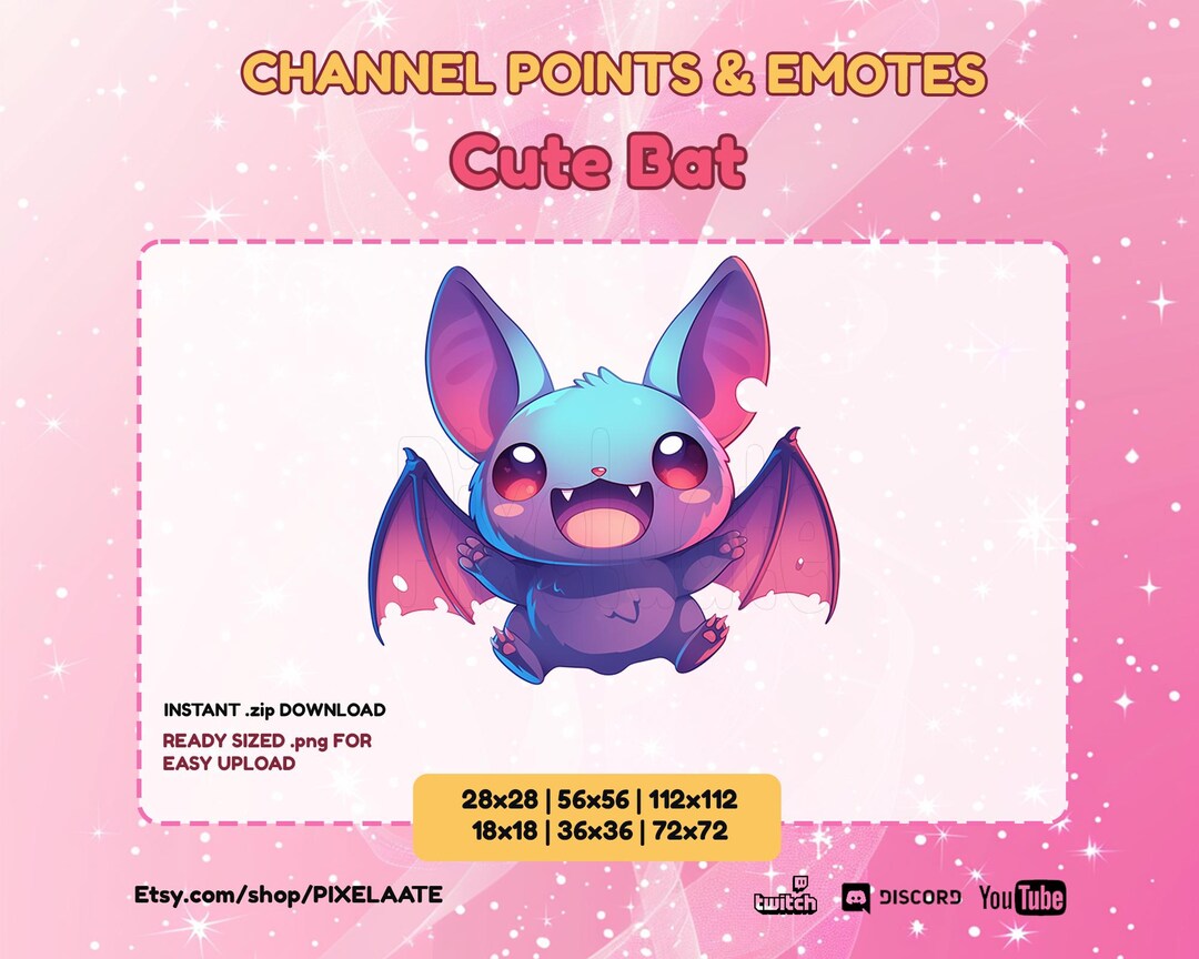 Cute Bat Channel Point | Bat Emote | Kawaii Bat Channel Points | Cute ...