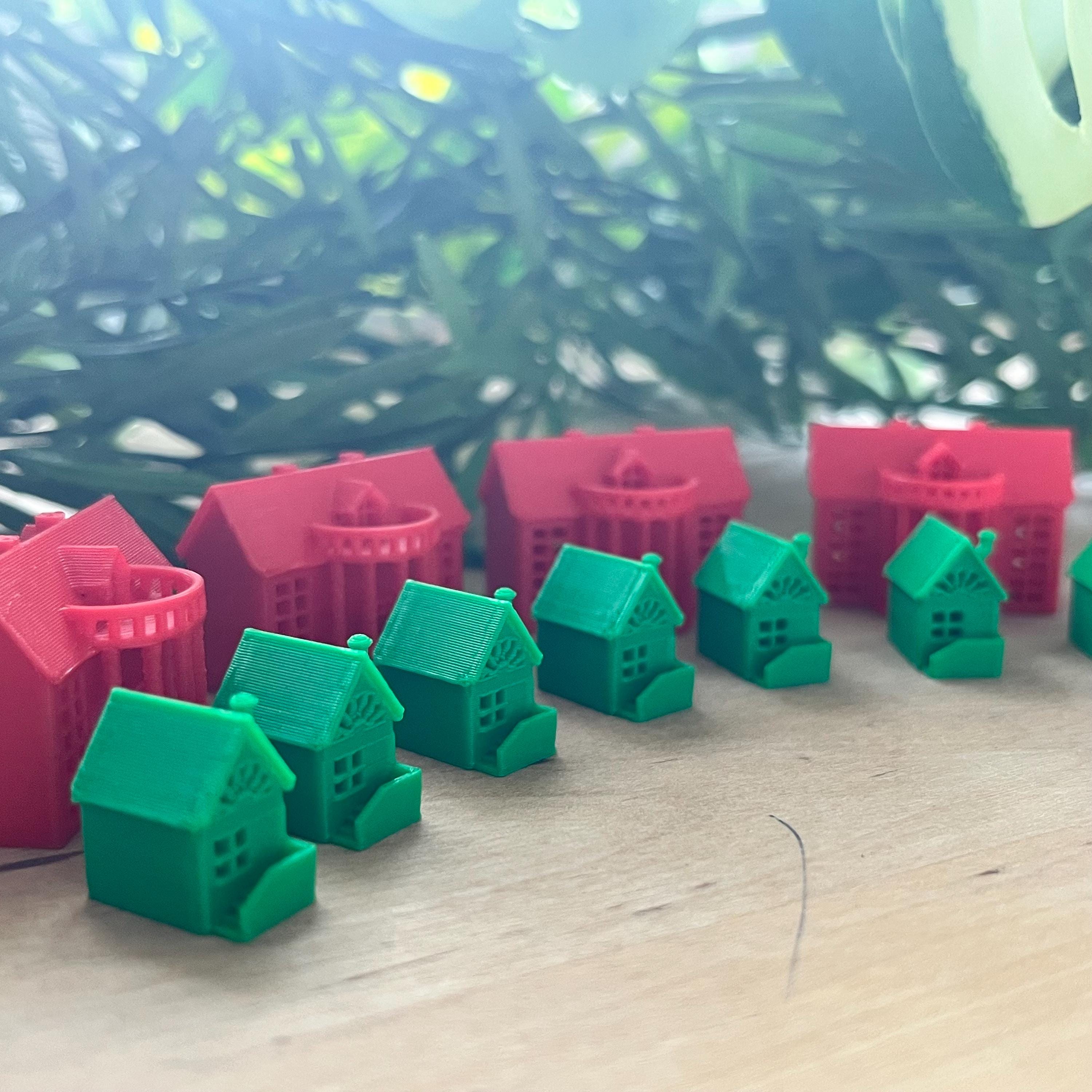 Monopoly House and Hotel 3D Printed Monopoly Buildings - 32 Houses ...