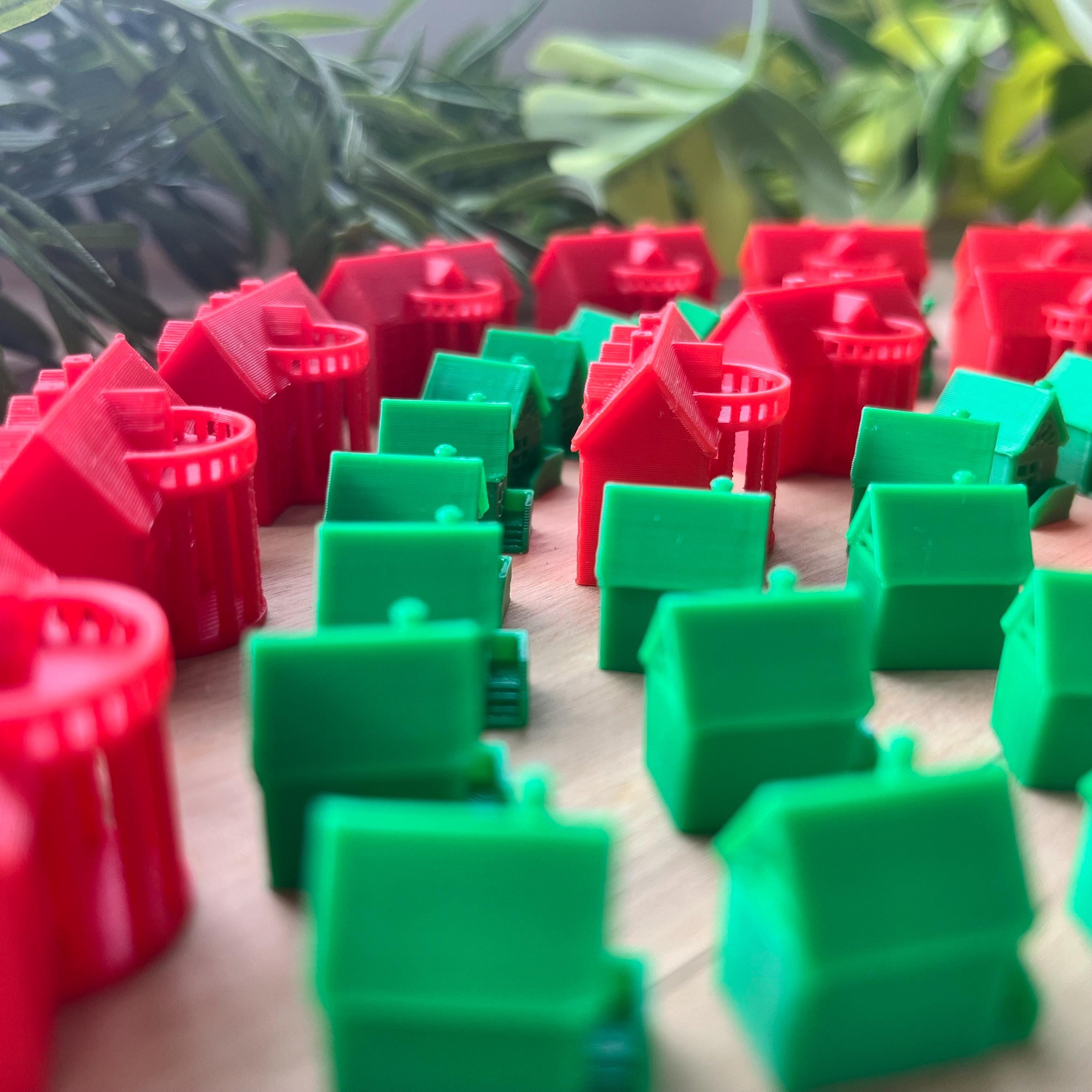 Monopoly House and Hotel 3D Printed Monopoly Buildings - 32 Houses ...