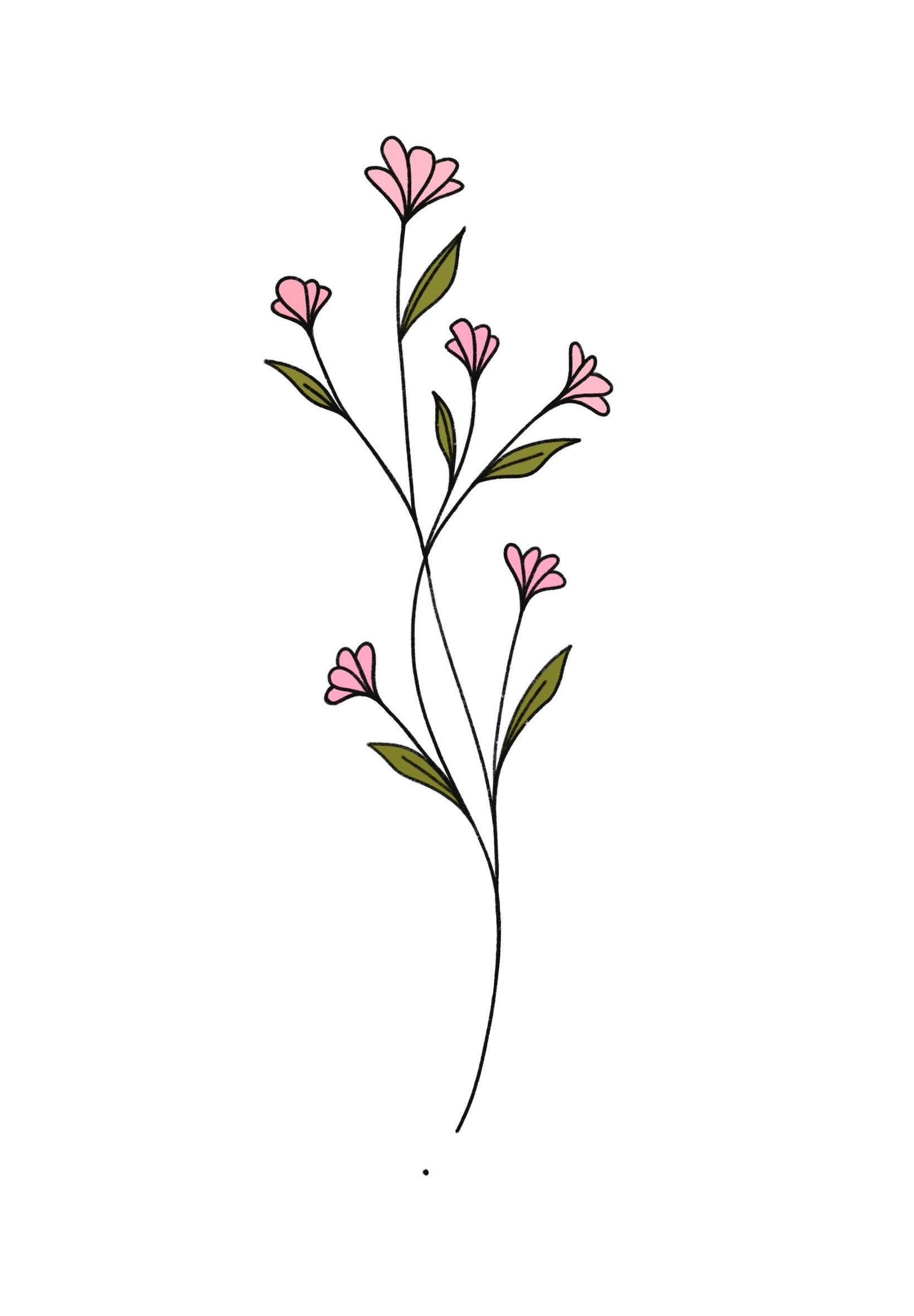 Cartoon Line Art Flowers Digital Art Prints - Etsy