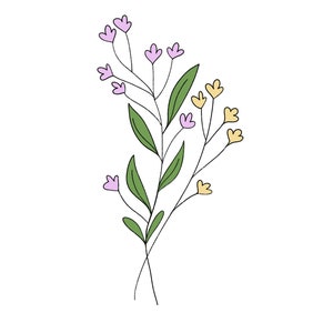 Cartoon Line Art Flowers Digital Art Prints - Etsy