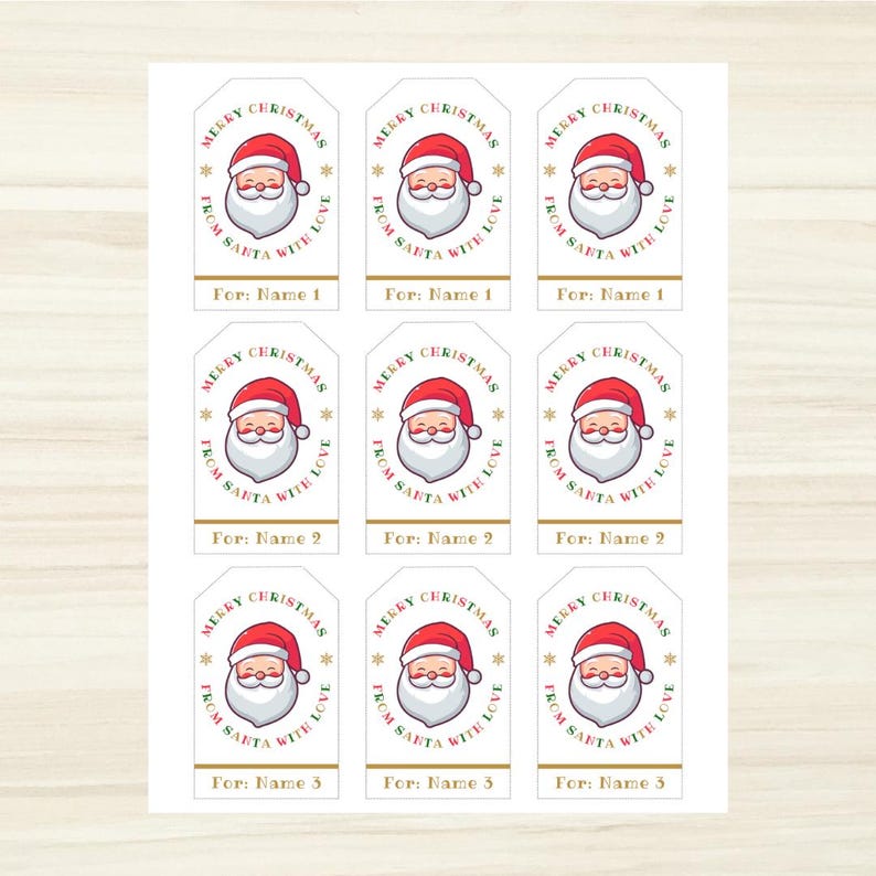 Personalized Santa Tags, Digital Download, Christmas Tags From Santa ...