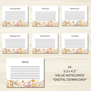 Value Notecards, Teaching Tool, Family Cards, Teaching Cards, Family ...