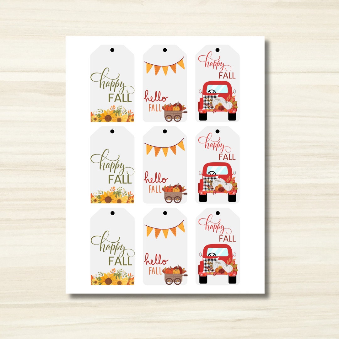 Printable Fall Tags, Happy Fall Tags, Hello Fall Tags, Printable Tags ...