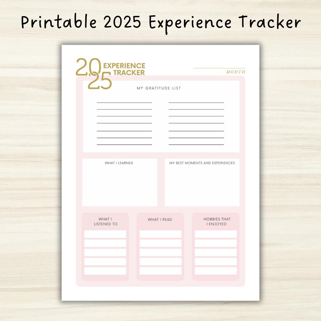 Experience Tracker Printable, Celebration Tracker, Monthly Progress ...