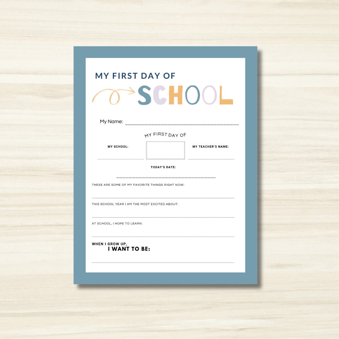 My First Day of School Printable, Back to School Interview, Digital ...