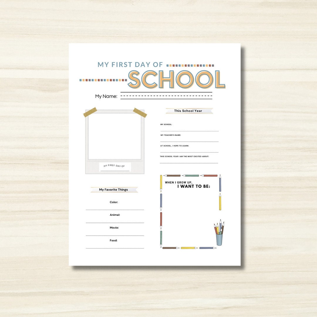 My First Day of School Printable, Digital Download, New School Year ...