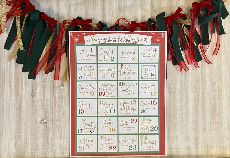 Names of Christ Printable, Christmas Countdown, Advent Calendar ...