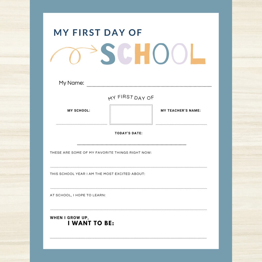 My First Day of School Printable, Back to School Interview, Digital ...