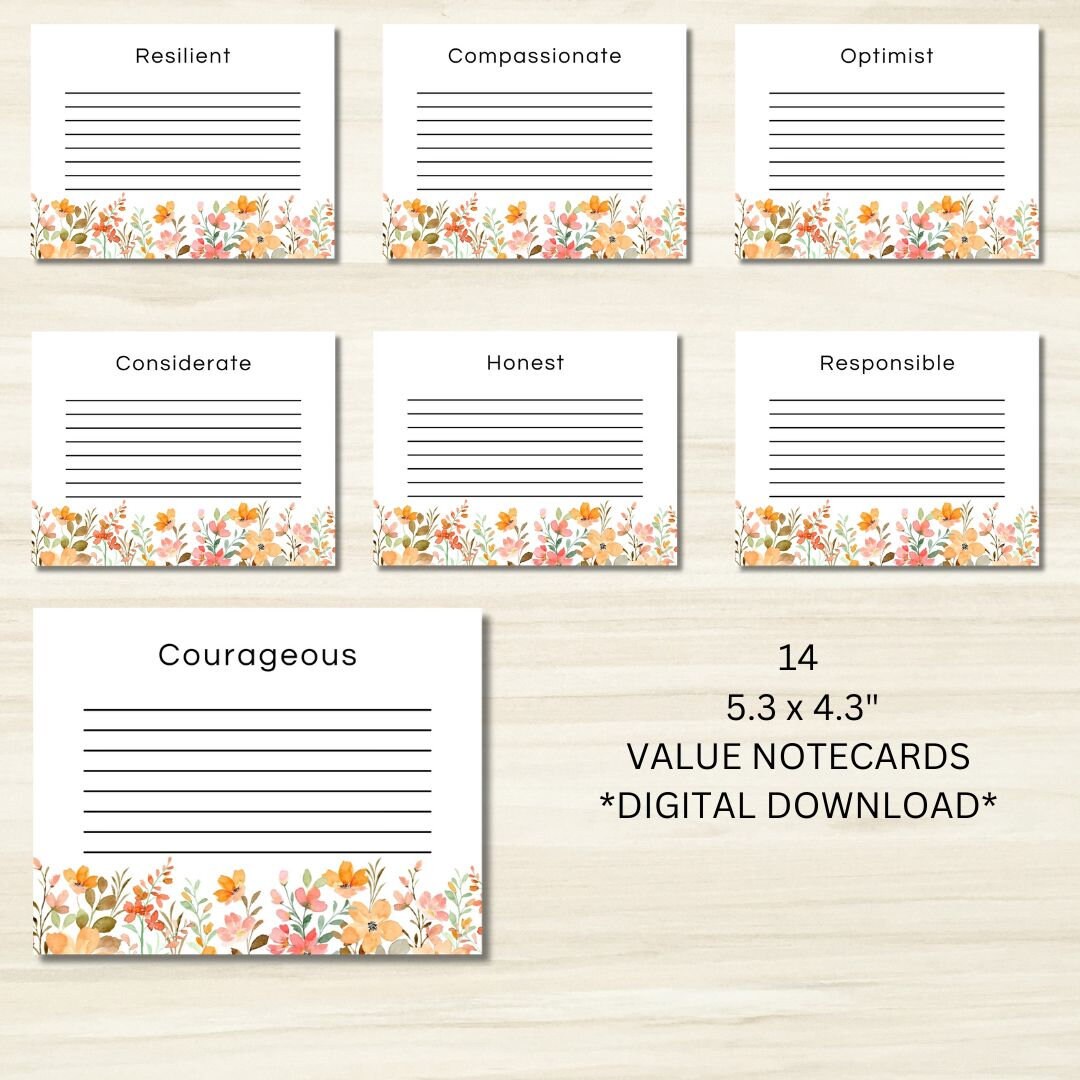 Value Notecards, Teaching Tool, Family Cards, Teaching Cards, Family ...