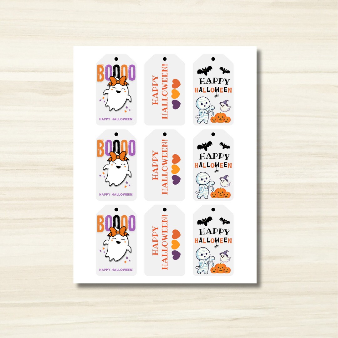Printable Halloween Tags, Cute Halloween Tags, Digital Download, Trick ...