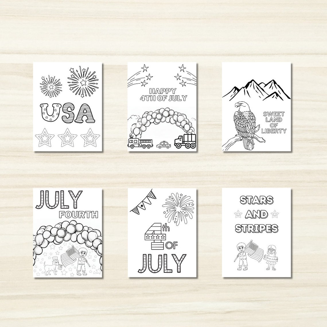 Printable 4th of July Coloring Pages, Six Coloring Pages for Kids, 4th ...